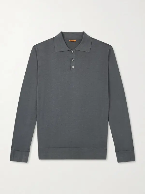 Barena Venezia Pevaron Merino Wool Polo Shirt - Gray