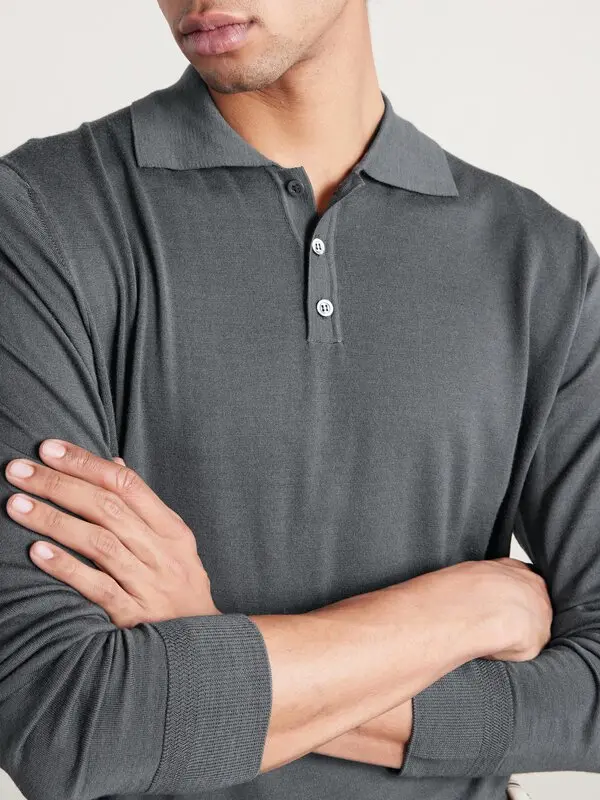Barena Venezia Pevaron Merino Wool Polo Shirt - Gray