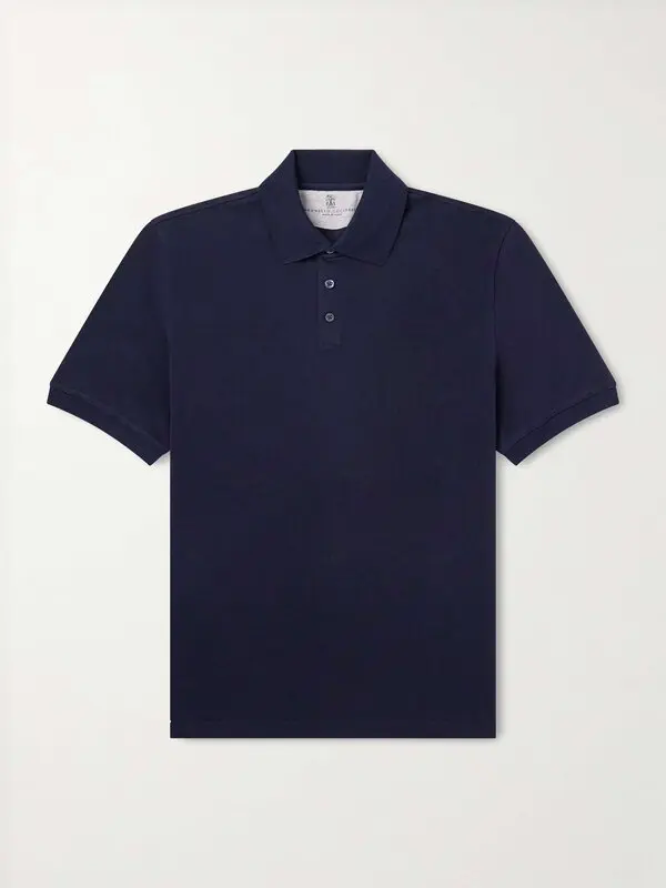 Brunello Cucinelli Cotton-piqué Polo Shirt - Navy