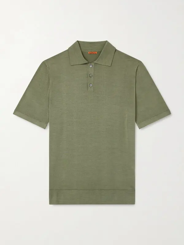 Barena Venezia Marco Merino Wool Polo Shirt - Green
