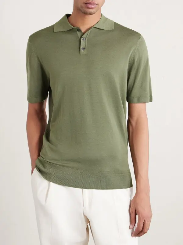 Barena Venezia Marco Merino Wool Polo Shirt - Green