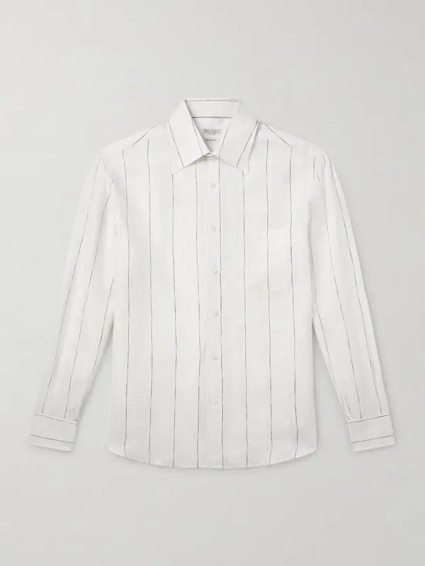 Brunello Cucinelli Pinstriped Linen Shirt