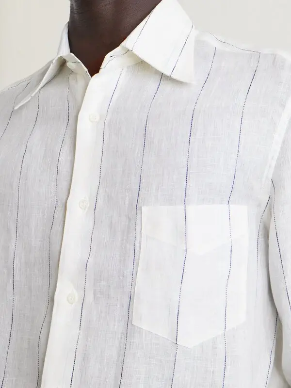 Brunello Cucinelli Pinstriped Linen Shirt