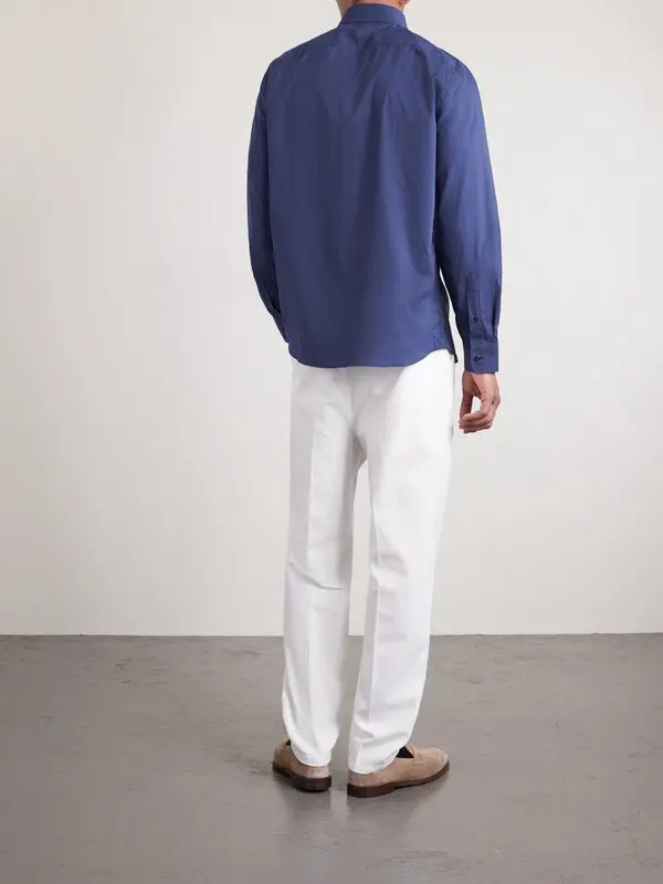 Brunello Cucinelli Cutaway-collar Cotton Shirt - Blue