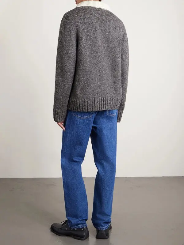 A.p.c. Flecked Wool Polo Sweater - Gray