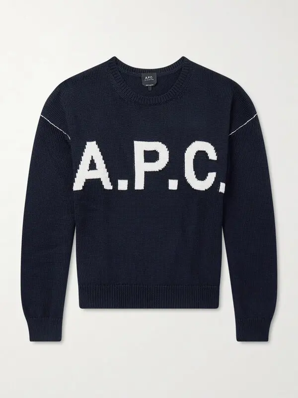 A.p.c. Logo-intarsia Wool-blend Sweater