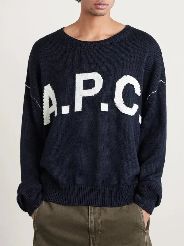 A.p.c. Logo-intarsia Wool-blend Sweater