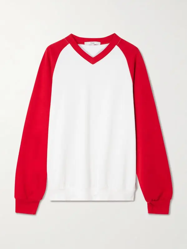 Tibi Two-tone Cotton-jersey Sweatshirt