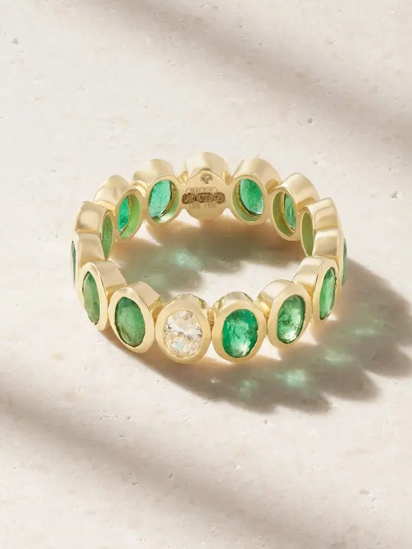 Shay 18-karat Emerald And Diamond Eternity Ring - Gold