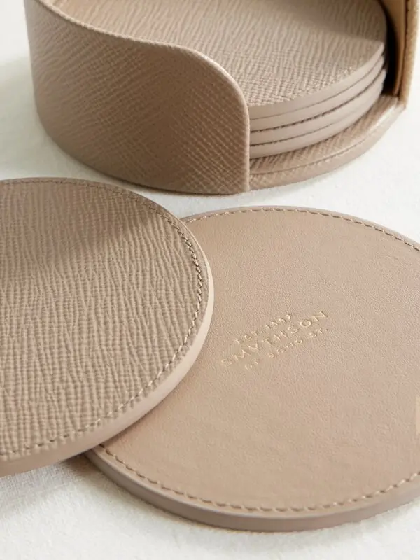 Smythson Panama Textured-leather Coasters
