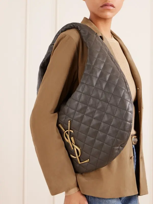 Saint Laurent Icare Matelassé Leather Tote - Gray