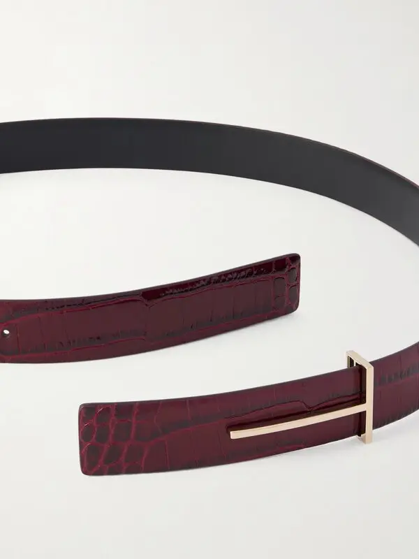 TOM FORD Croc-effect Leather Belt