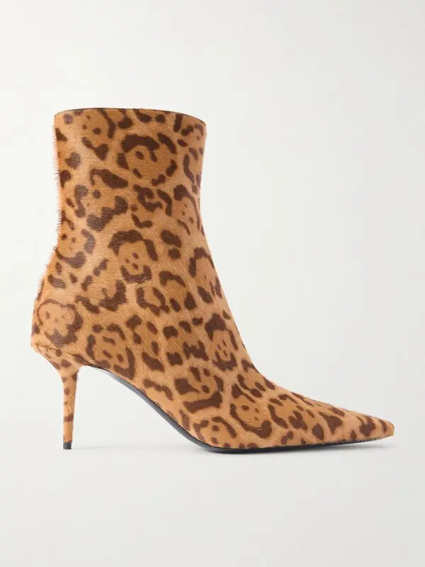Saint Laurent Ashley Leopard-print Calf Hair Ankle Boots - Animal Print