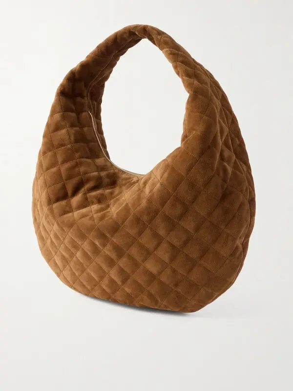 Saint Laurent Appliquéd Quilted Suede Shoulder Bag - Brown