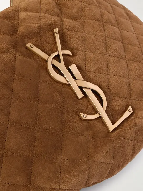 Saint Laurent Appliquéd Quilted Suede Shoulder Bag - Brown