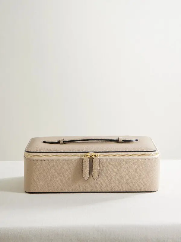 Smythson Panama Textured-leather Jewelry Case - Neutrals