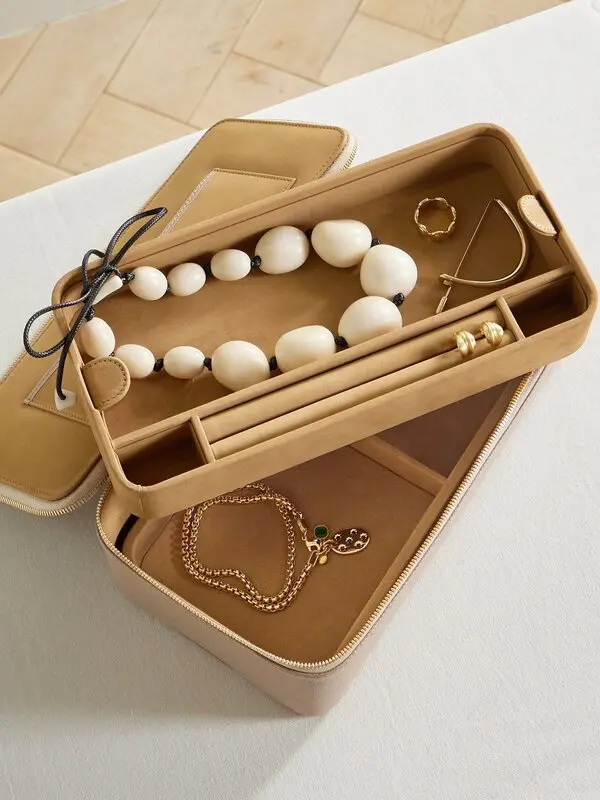 Smythson Panama Textured-leather Jewelry Case - Neutrals