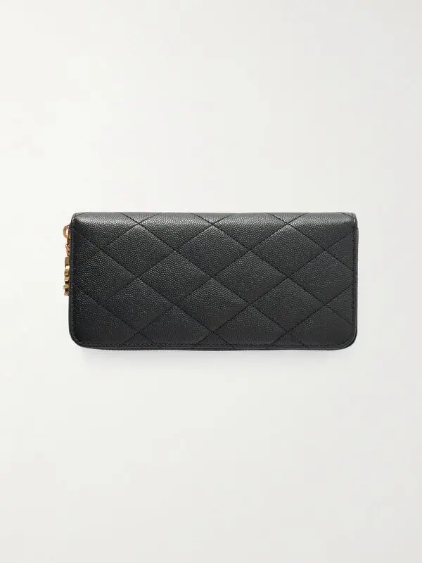 Saint Laurent Quilted Textured-leather Wallet - Black