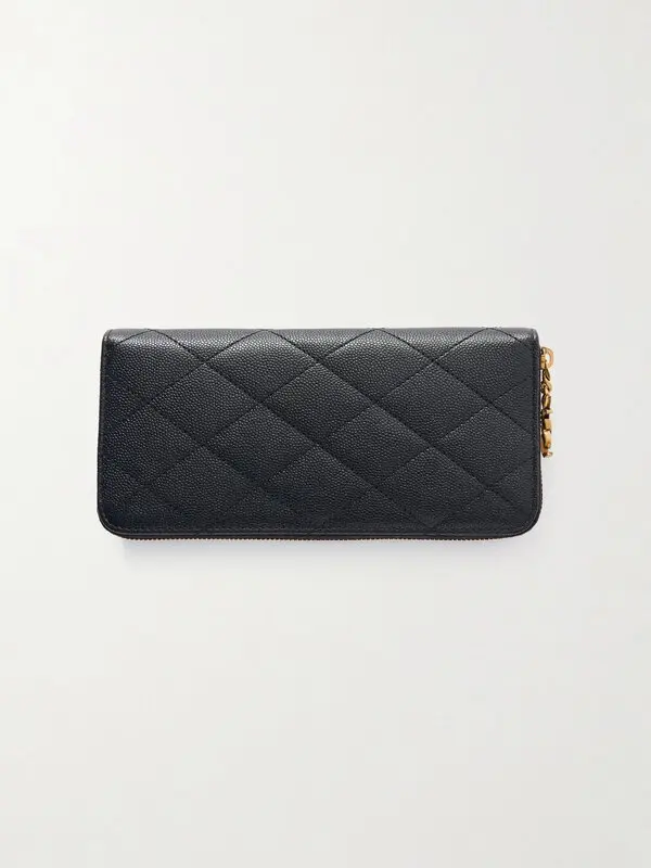 Saint Laurent Quilted Textured-leather Wallet - Black