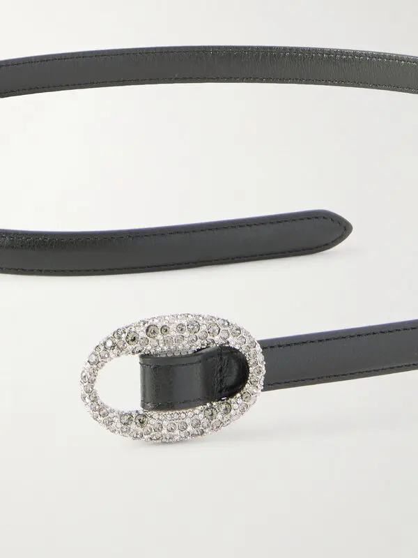Saint Laurent Crystal-embellished Leather Belt