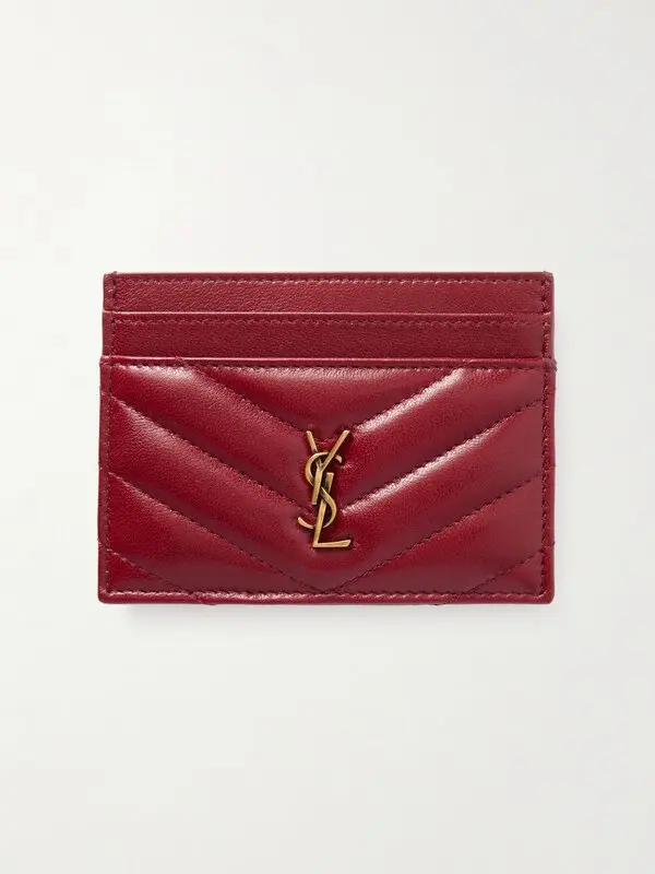 Saint Laurent Cassandre Matelassé Leather Cardholder - Red