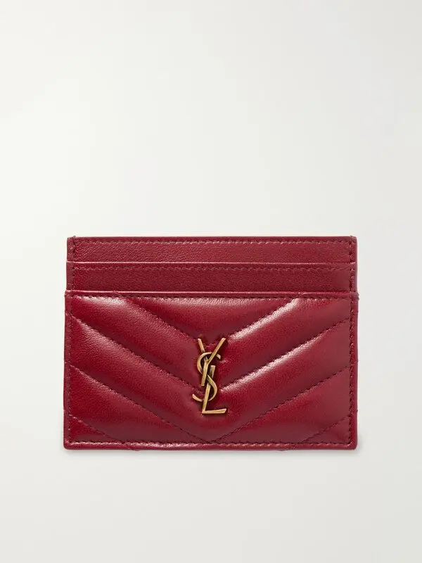 Saint Laurent Cassandre Matelassé Leather Cardholder - Red