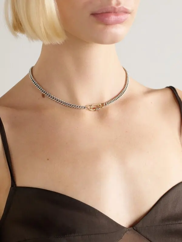 MARLA AARON Babylock Sterling 14-karat Gold, Emerald And Sapphire Necklace - Silver
