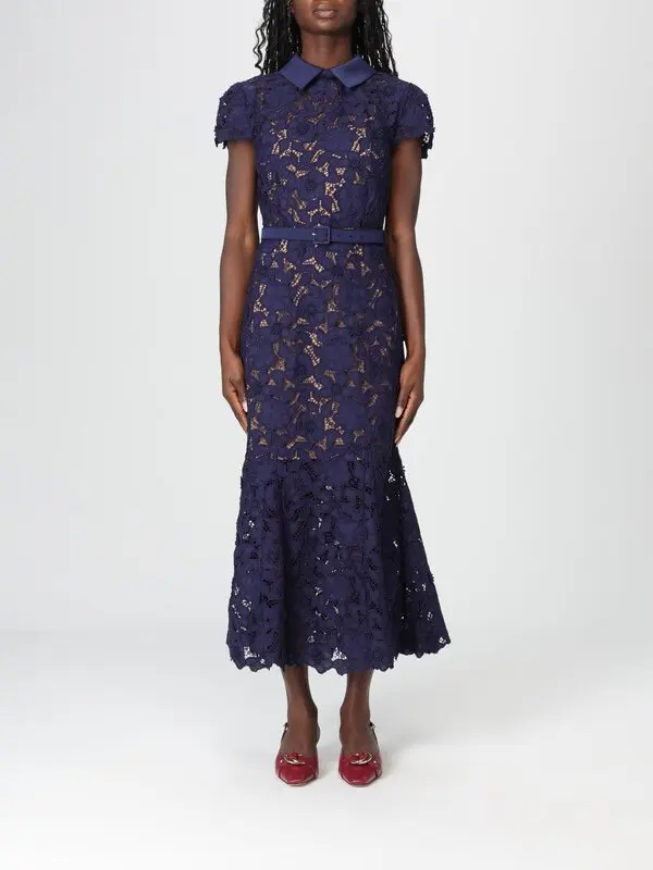 SELF-PORTRAIT Lace Midi Dress - Blue