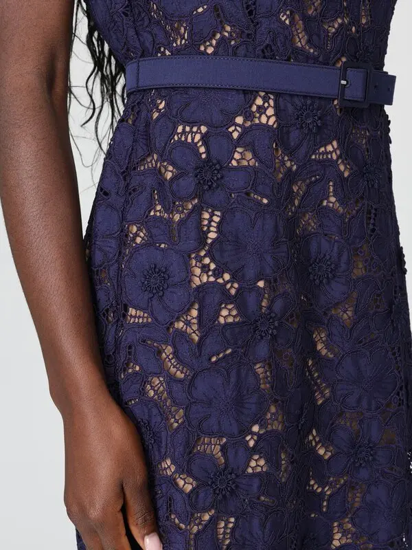 Self-Portrait Women's Navy Guipure Lace Midi Dress | 6