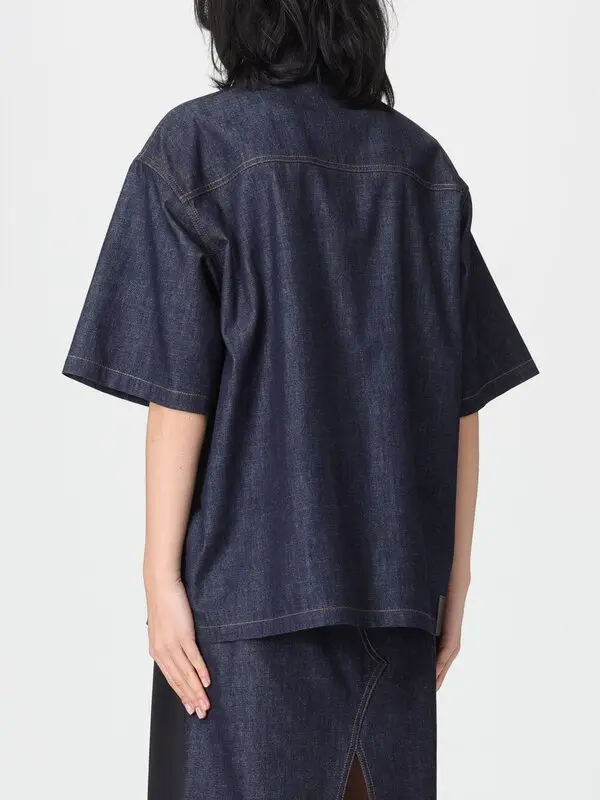 Stella McCartney Denim And Poplin Shirt With Lace Trim - Blue