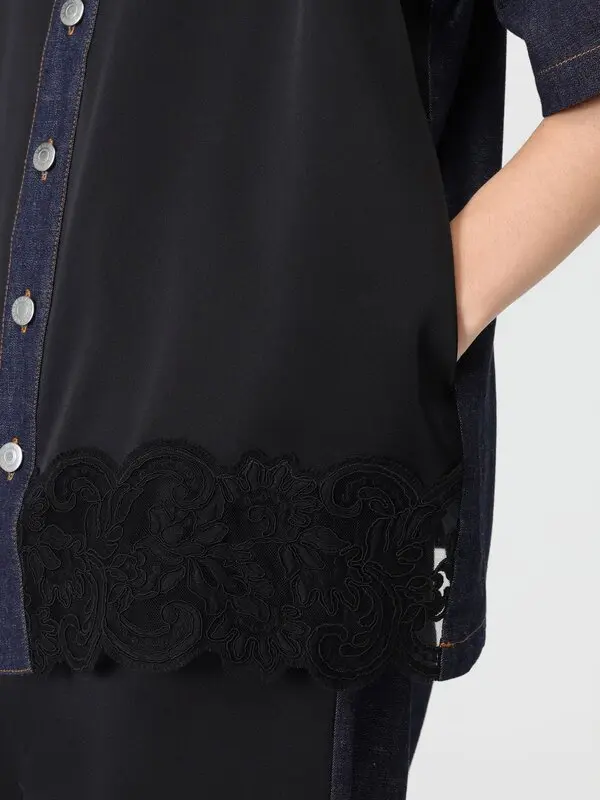 Stella McCartney Denim And Poplin Shirt With Lace Trim - Blue