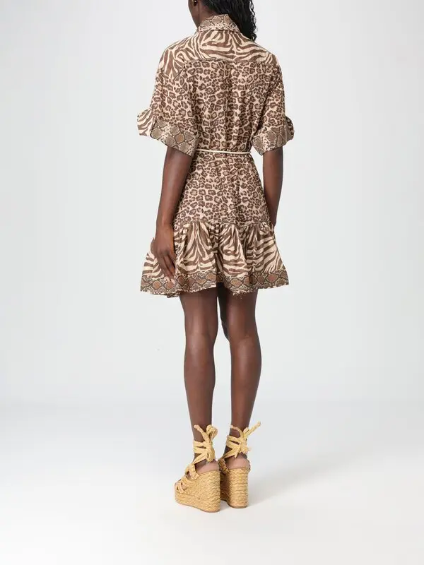 Zimmermann Tiered Animal Print Shirt Dress