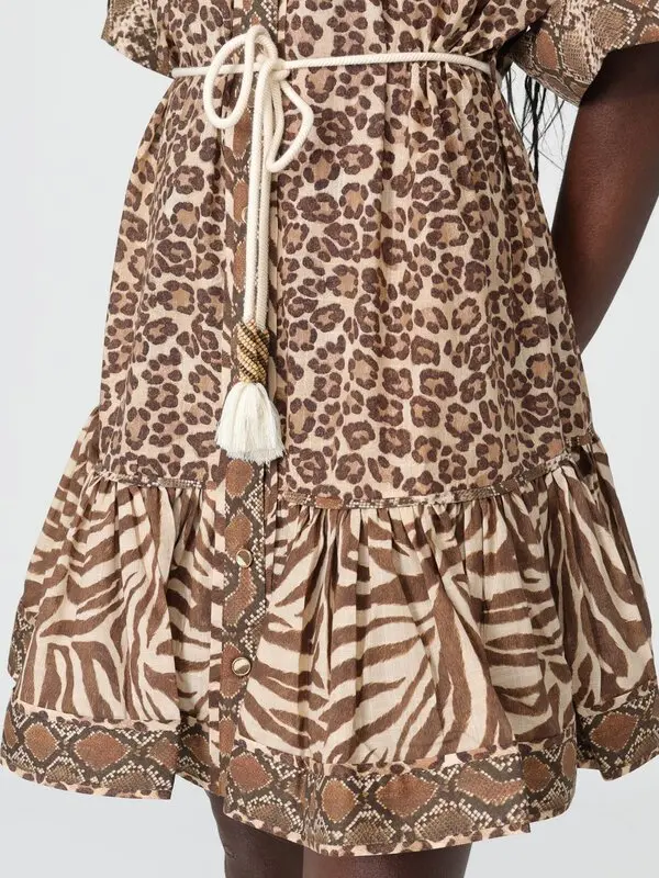 Zimmermann Tiered Animal Print Shirt Dress