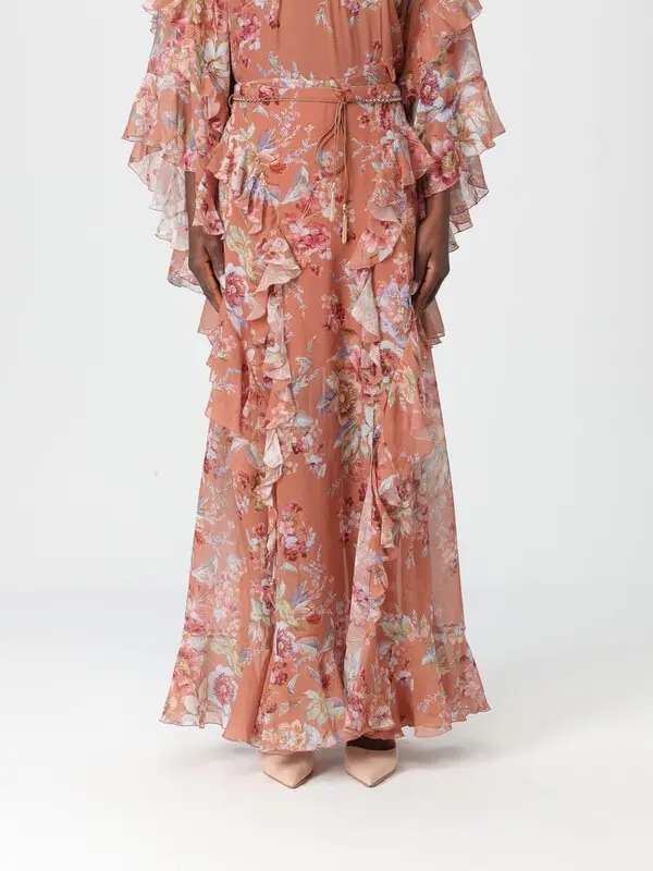 Zimmermann Ruffled Maxi Skirt With Floral Print - Orange