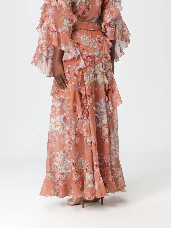 Zimmermann Ruffled Maxi Skirt With Floral Print - Orange
