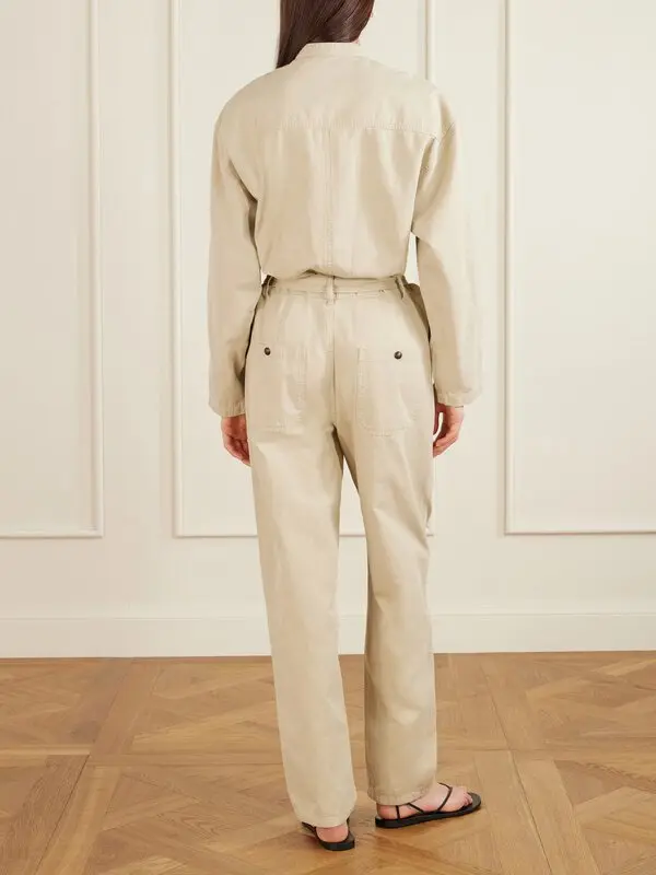 MARANT ETOILE Nessime Belted Cotton And Linen-blend Jumpsuit - Neutrals