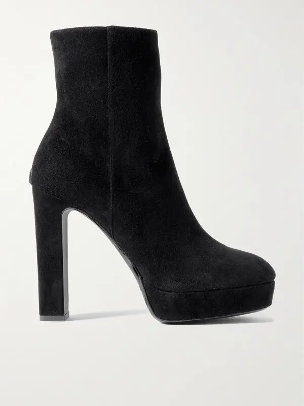 JIMMY CHOO Marene 120 Suede Platform Ankle Boots - Black