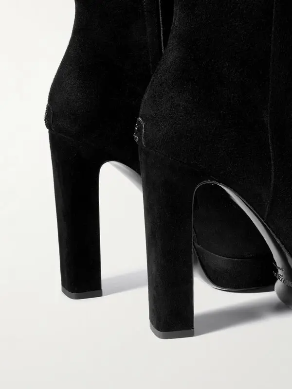 JIMMY CHOO Marene 120 Suede Platform Ankle Boots - Black