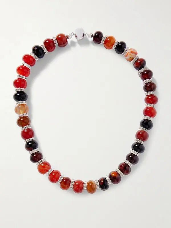 JULIETTA Thea Rhodium-plated Agate Necklace - Multi