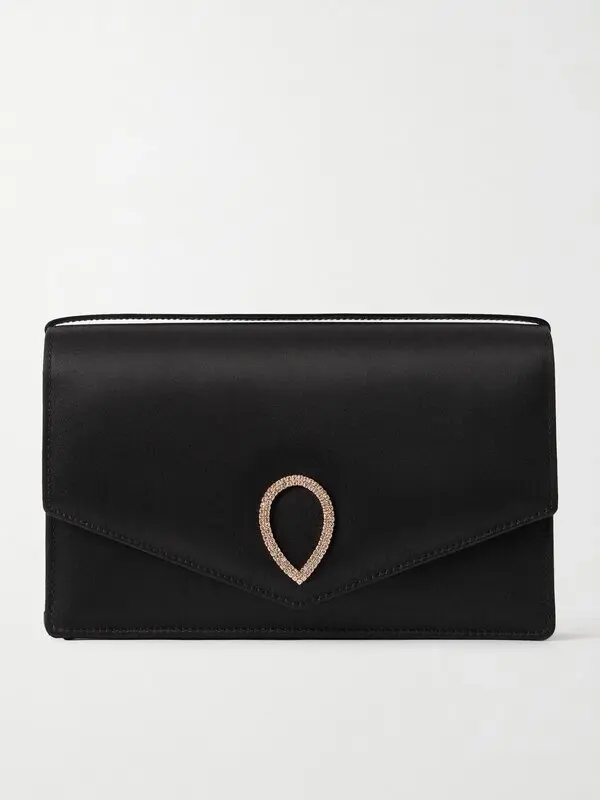 Jennifer Chamandi Le 8 Crystal-embellished Satin Clutch