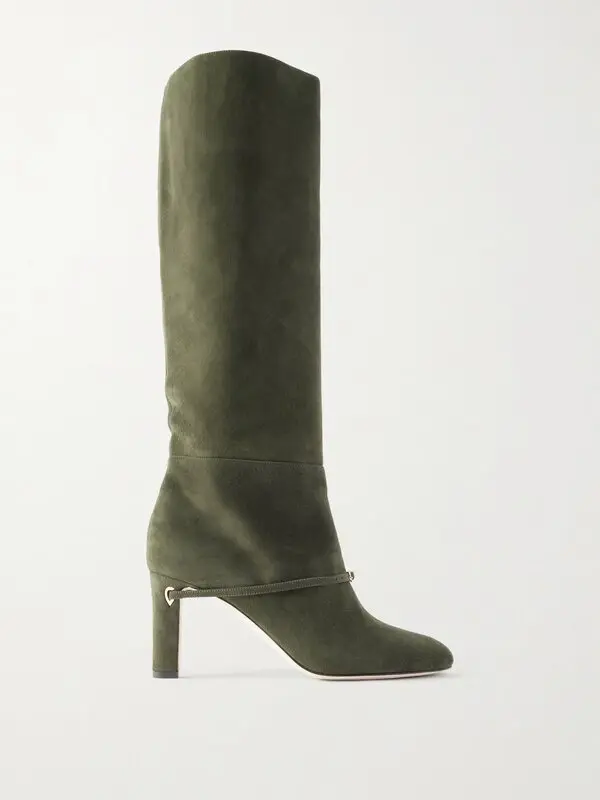 Jennifer Chamandi Samuele 85 Buckled Knee Boots - Green