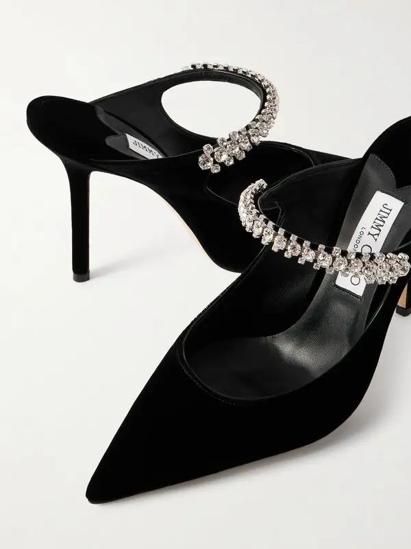 JIMMY CHOO Bing 100 Crystal-embellished Velvet Pumps