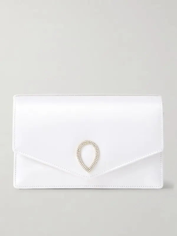 Jennifer Chamandi Le 8 Crystal-embellished Clutch - White