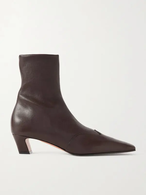 Khaite Nevada Leather Ankle Boots - Brown