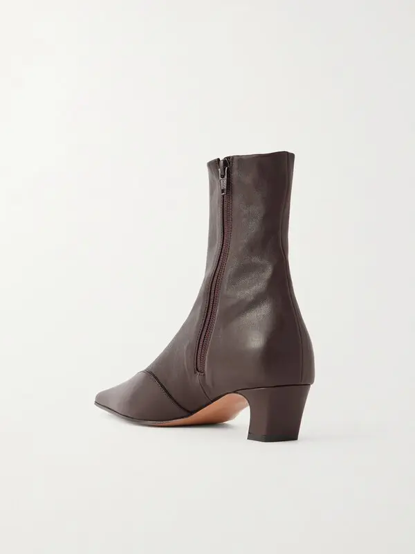 Khaite Nevada Leather Ankle Boots - Brown