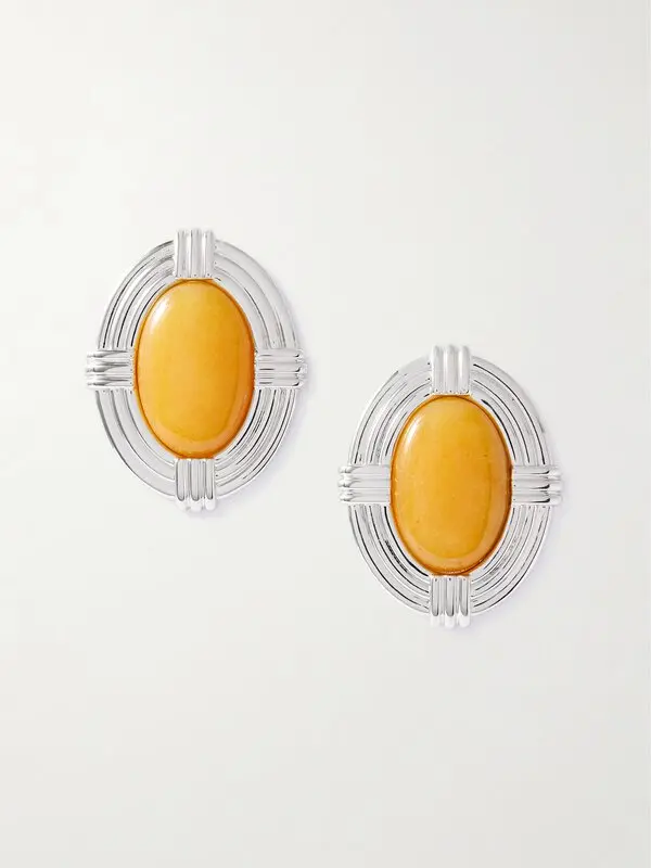 JULIETTA Hera Rhodium-plated Agate Earrings - Silver