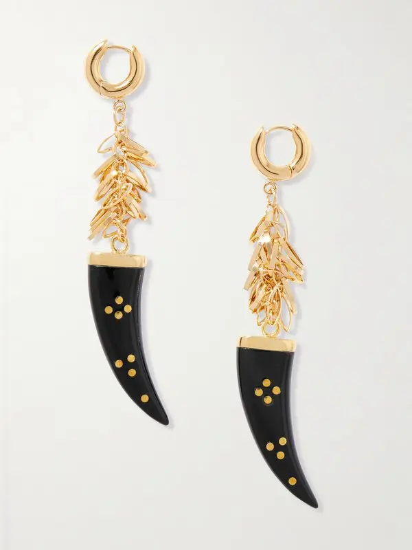 Isabel Marant Gold-tone Horn Hoop Earrings - Black