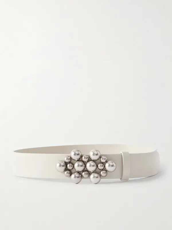 Isabel Marant Vickia Embellished Leather Belt - Gray