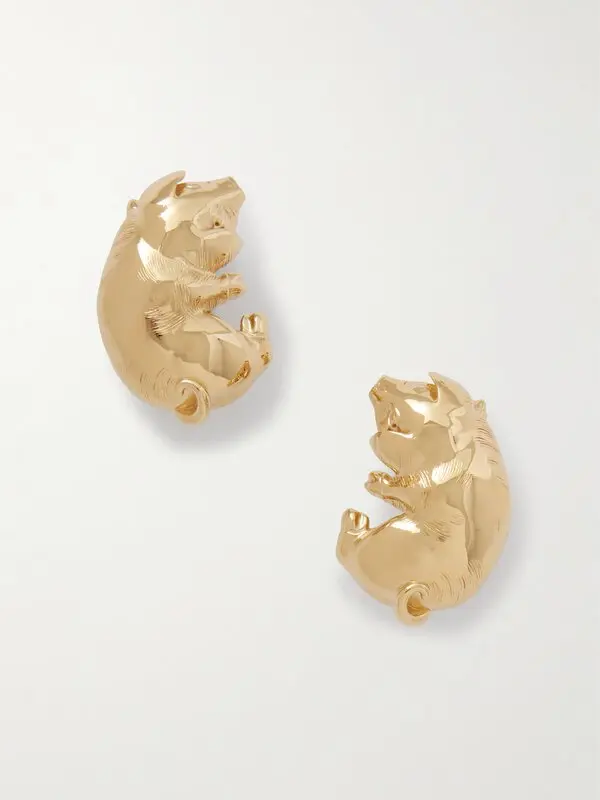 Gucci Pig Motif Clip-on Earrings - Gold