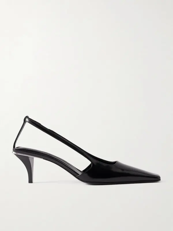 Gucci Logo-detailed Glossed-leather Slingback Pumps